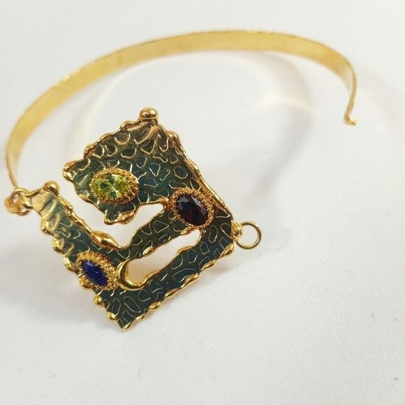 Jewelry | Ottoman Style Triangle Cuff Bracelet With Gemstones | Poshmark